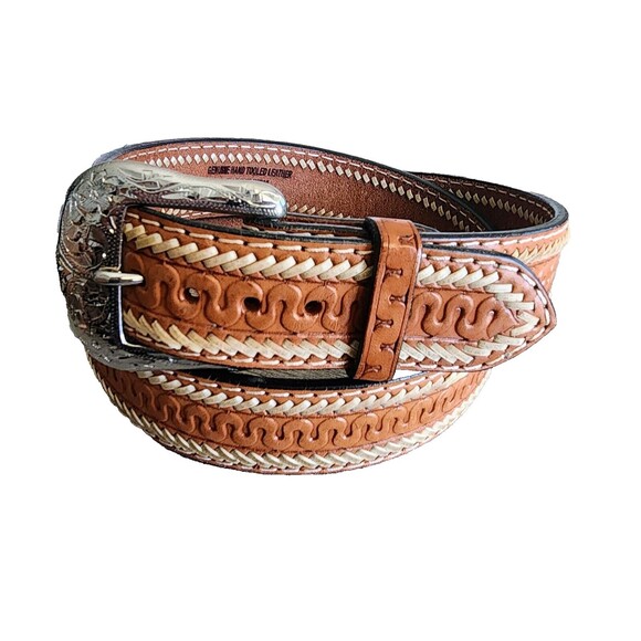Twisted X | Accessories | Western Cowboy Ranger Tooled Tan Leather Belt ...